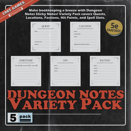 Dungeon Sticky Notes - Variety Pack — Arkhaven Games & Hobbies